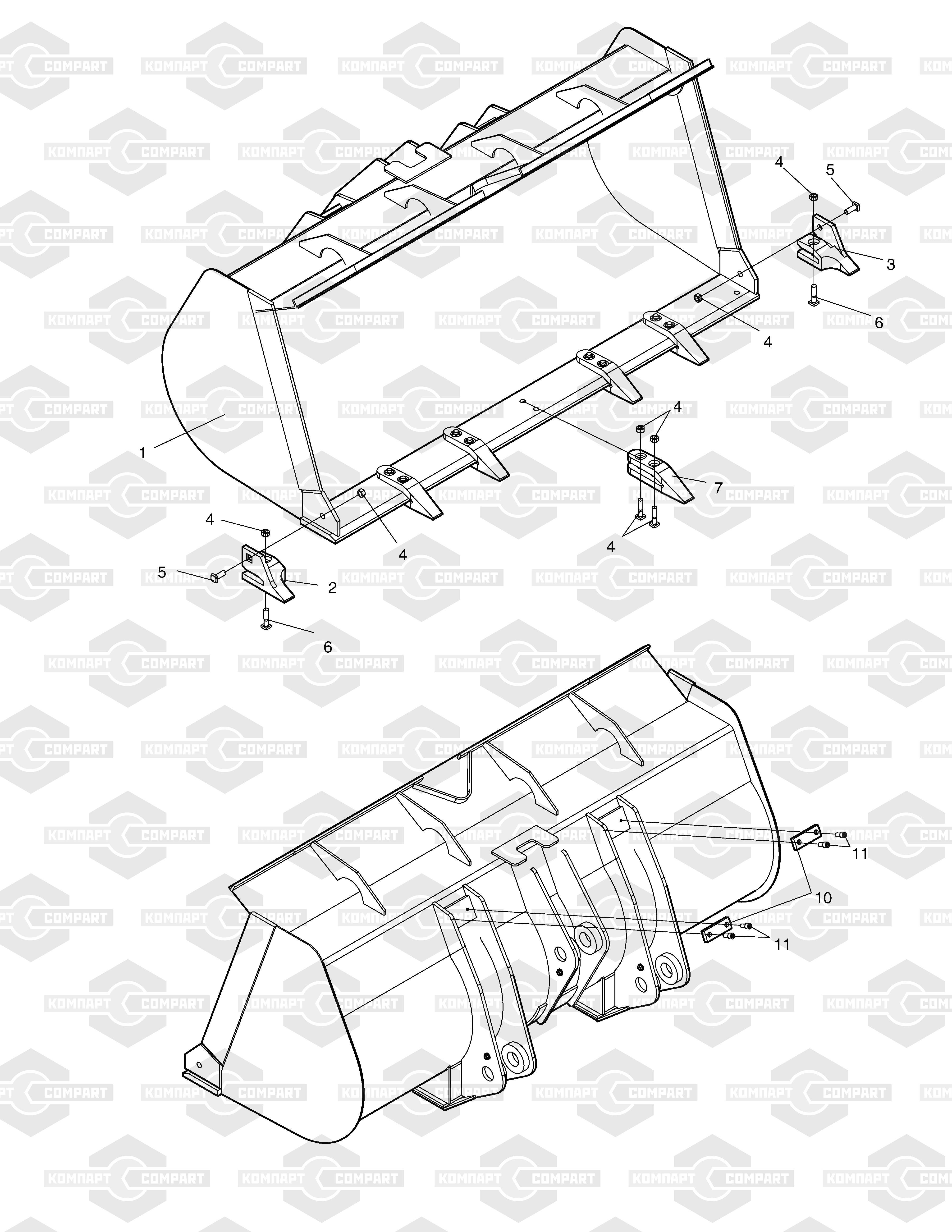 1.9M3 BUCKET ASSY-QC КОЛЕСНОГО ПОГРУЗЧИКА МОДЕЛИ DL DOOSAN SD200 DISD ...