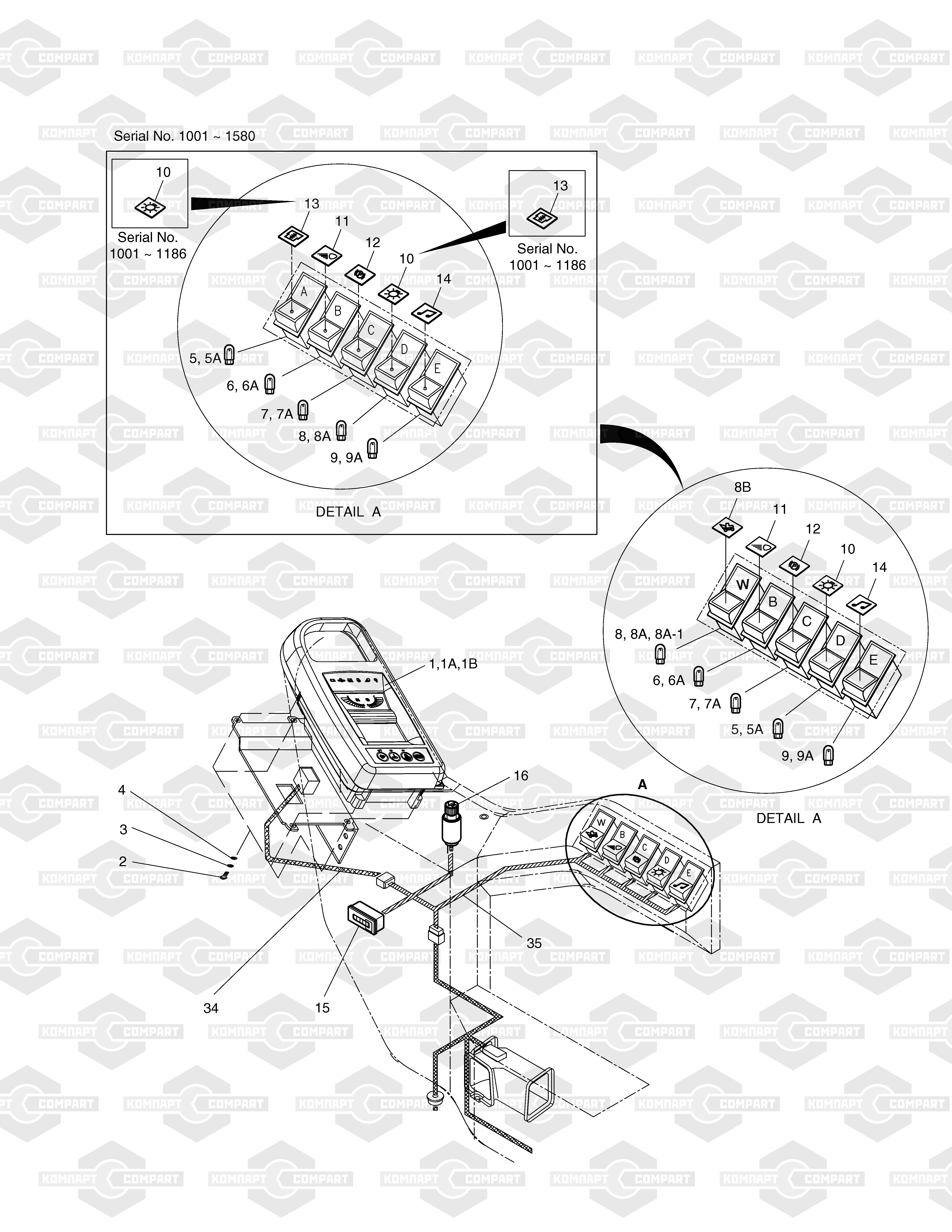ELECTRIC PARTS(1)-GAUGE & SWITCH PANEL ЭКСКАВАТОРА КОЛЕСНОГО МОДЕЛИ V ...
