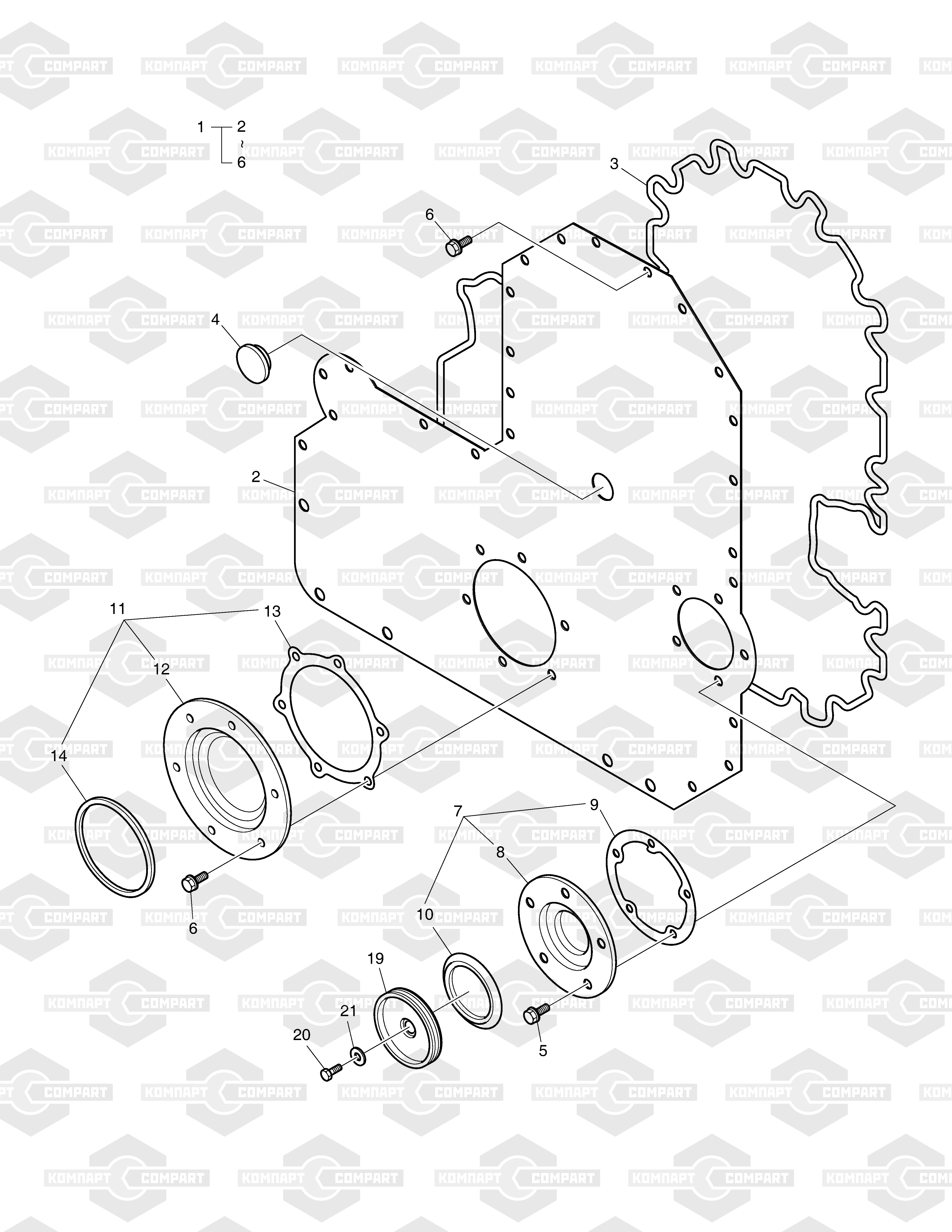 TIMING GEAR CASE COVER КОЛЕСНОГО ПОГРУЗЧИКА МОДЕЛИ DL DOOSAN DL420 DI ...