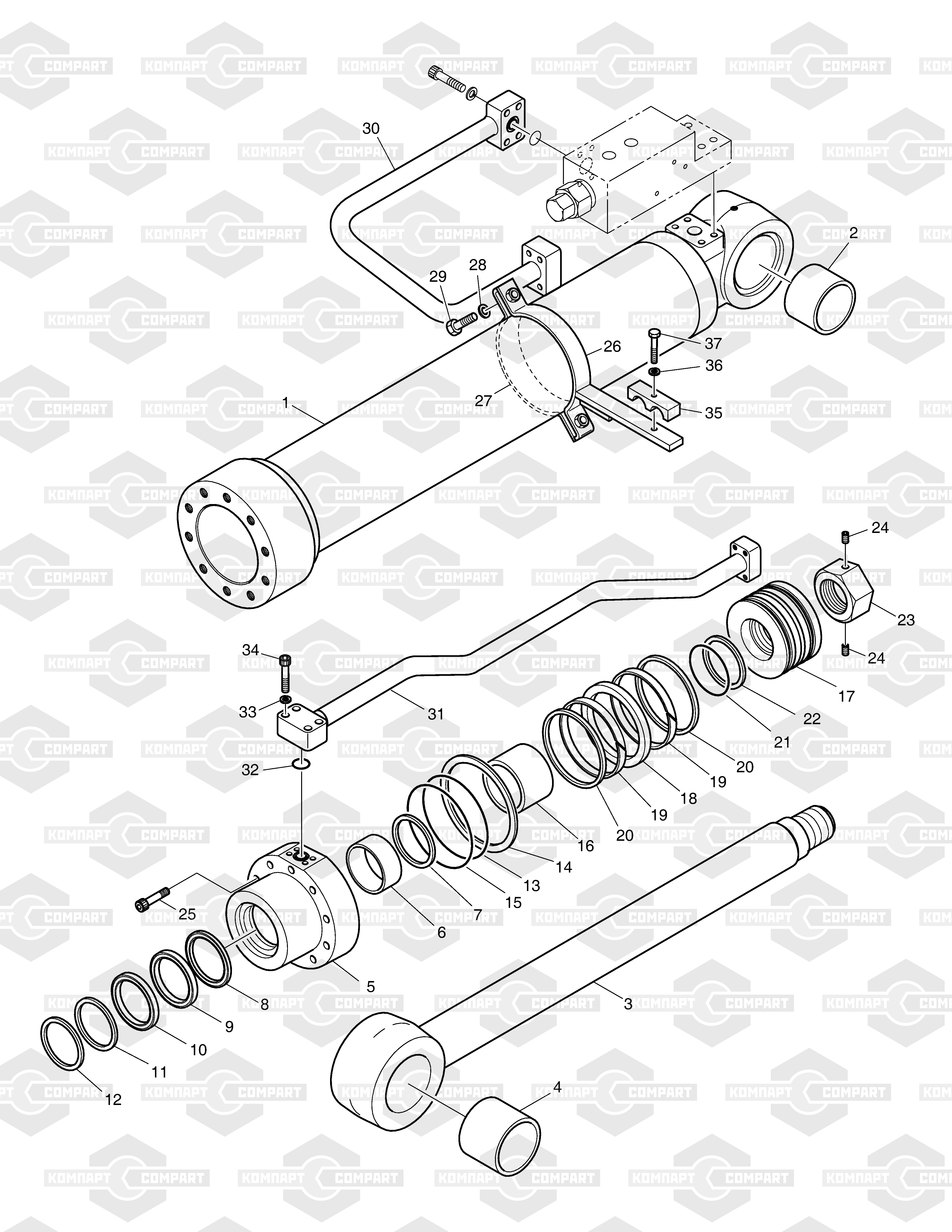 BOOM CYLINDER - L.H (LOCK VALVE) ЭКСКАВАТОРА ГУСЕНИЧНОГО МОДЕЛИ DX ...
