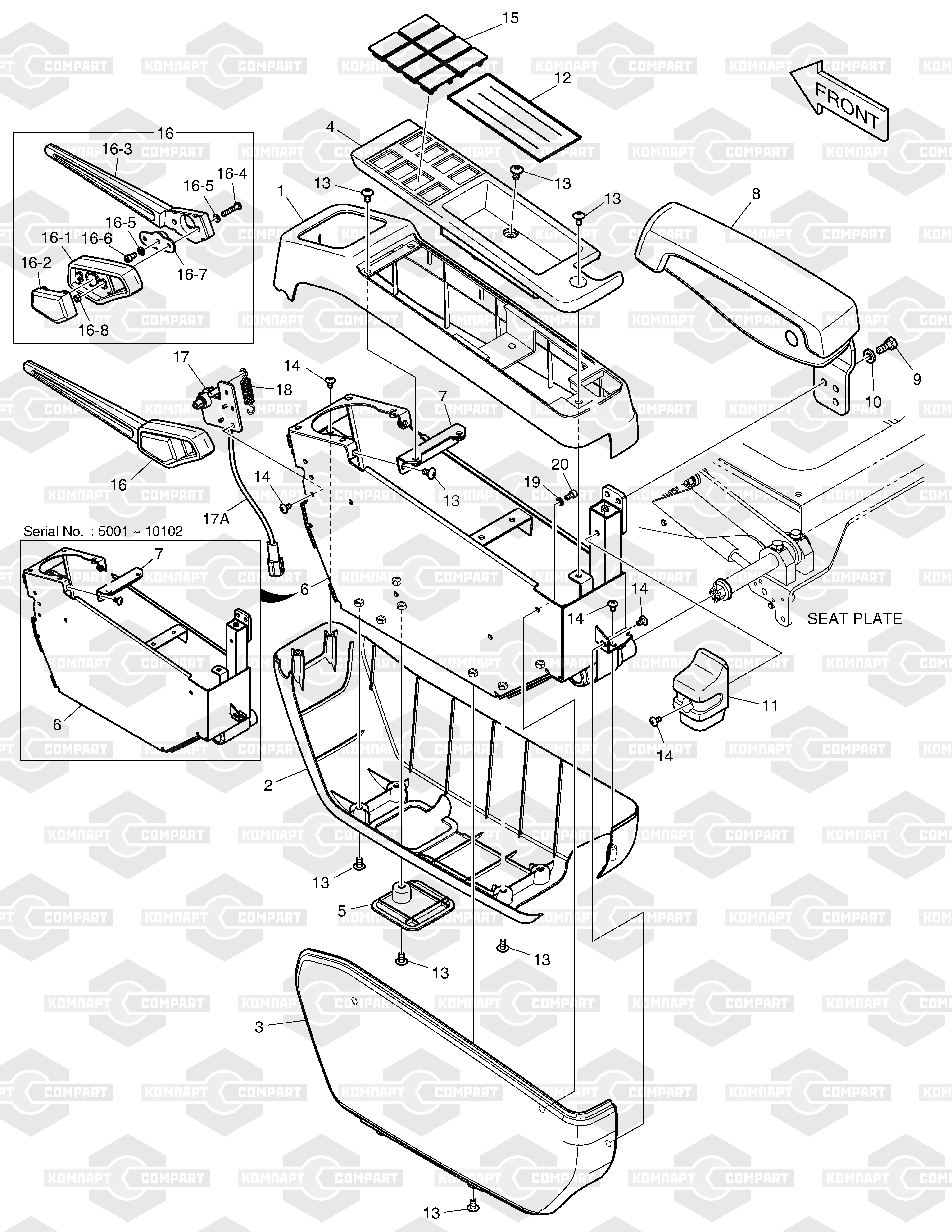 CONTROL STAND - L.H(ROPS) ЭКСКАВАТОРА ГУСЕНИЧНОГО МОДЕЛИ DX DOOSAN ...