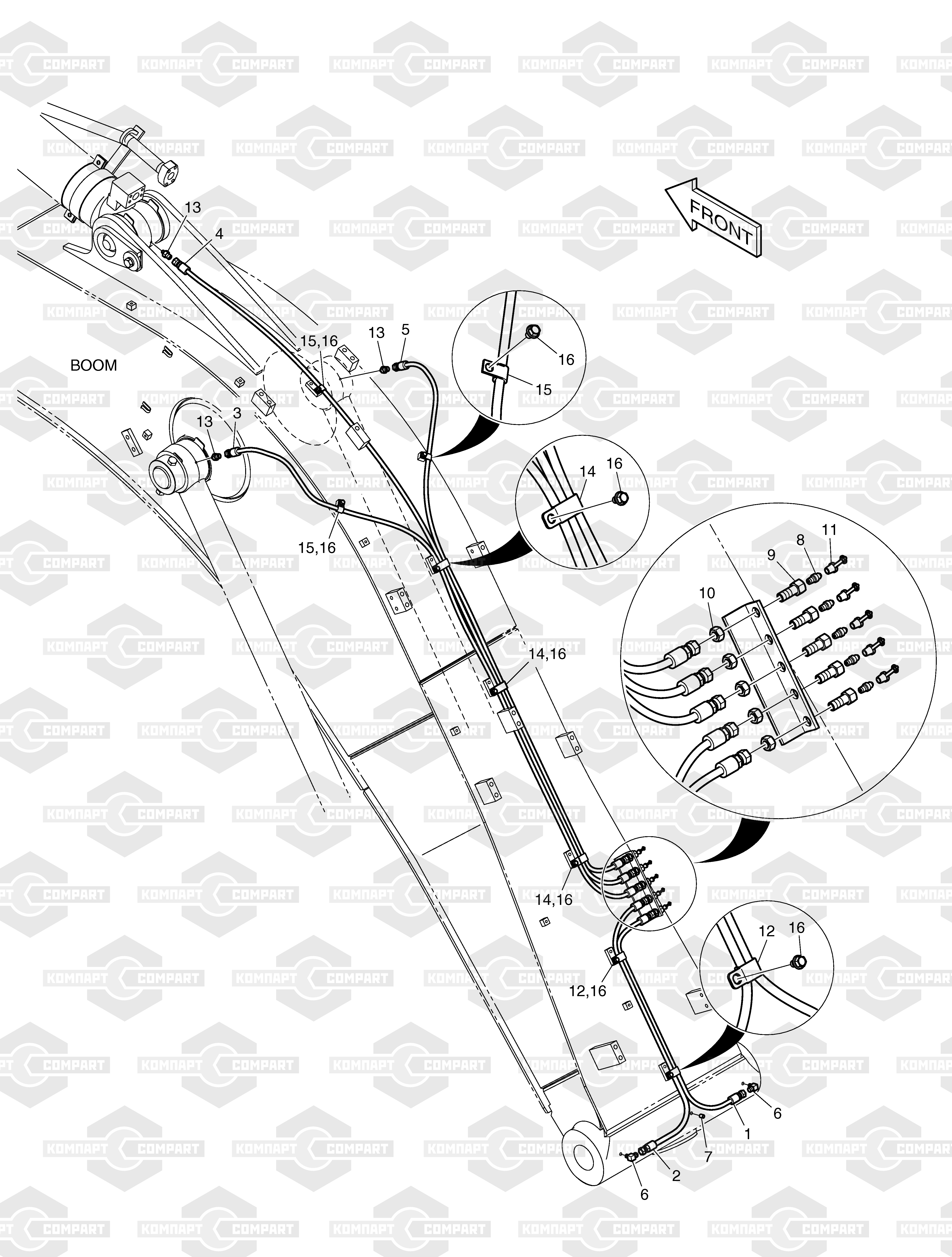 LUBRICATION PIPING [5001 ~ 5229] ЭКСКАВАТОРА КОЛЕСНОГО МОДЕЛИ DX DOOSAN ...
