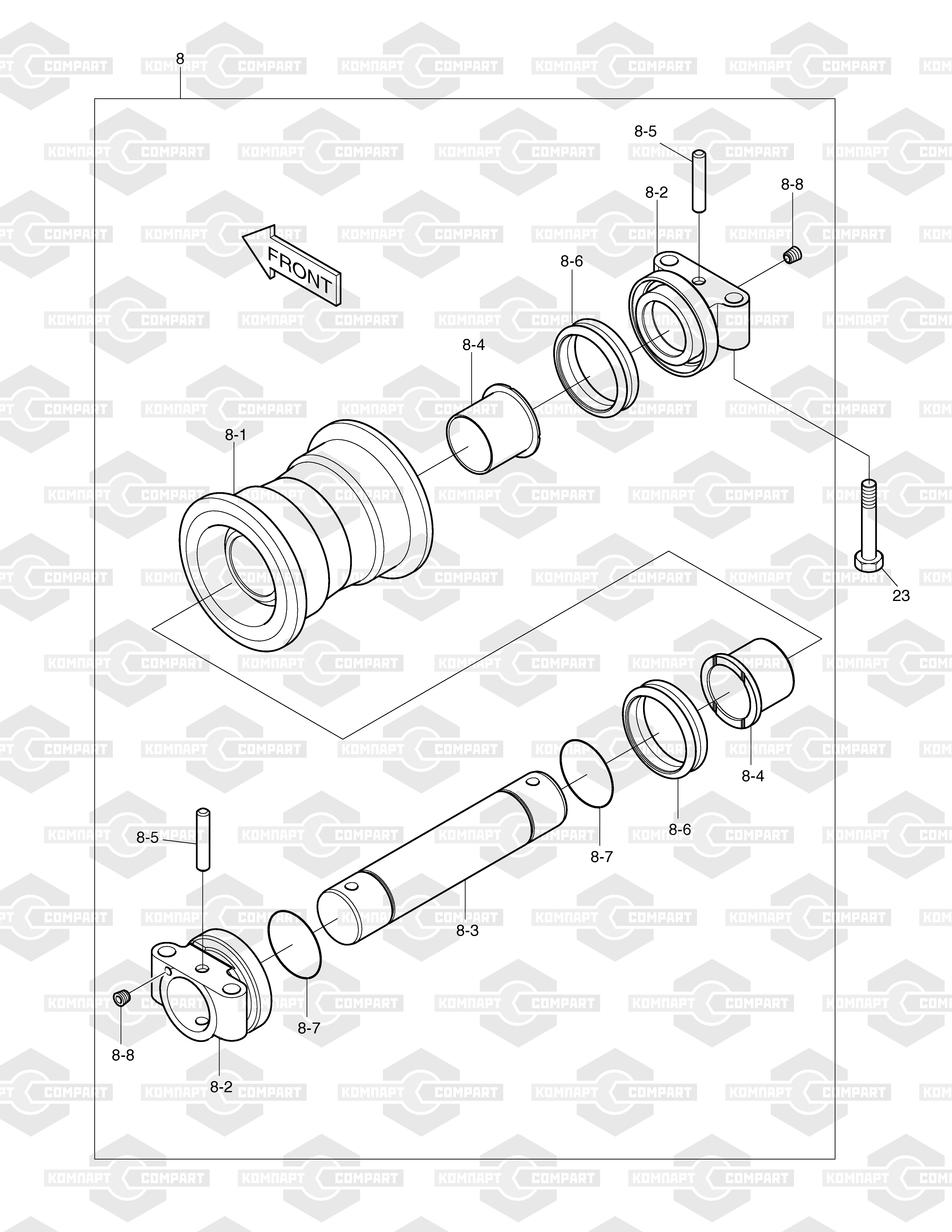 LOWER ROLLER ЭКСКАВАТОРА ГУСЕНИЧНОГО МОДЕЛИ DX DOOSAN DX300LC - купить ...