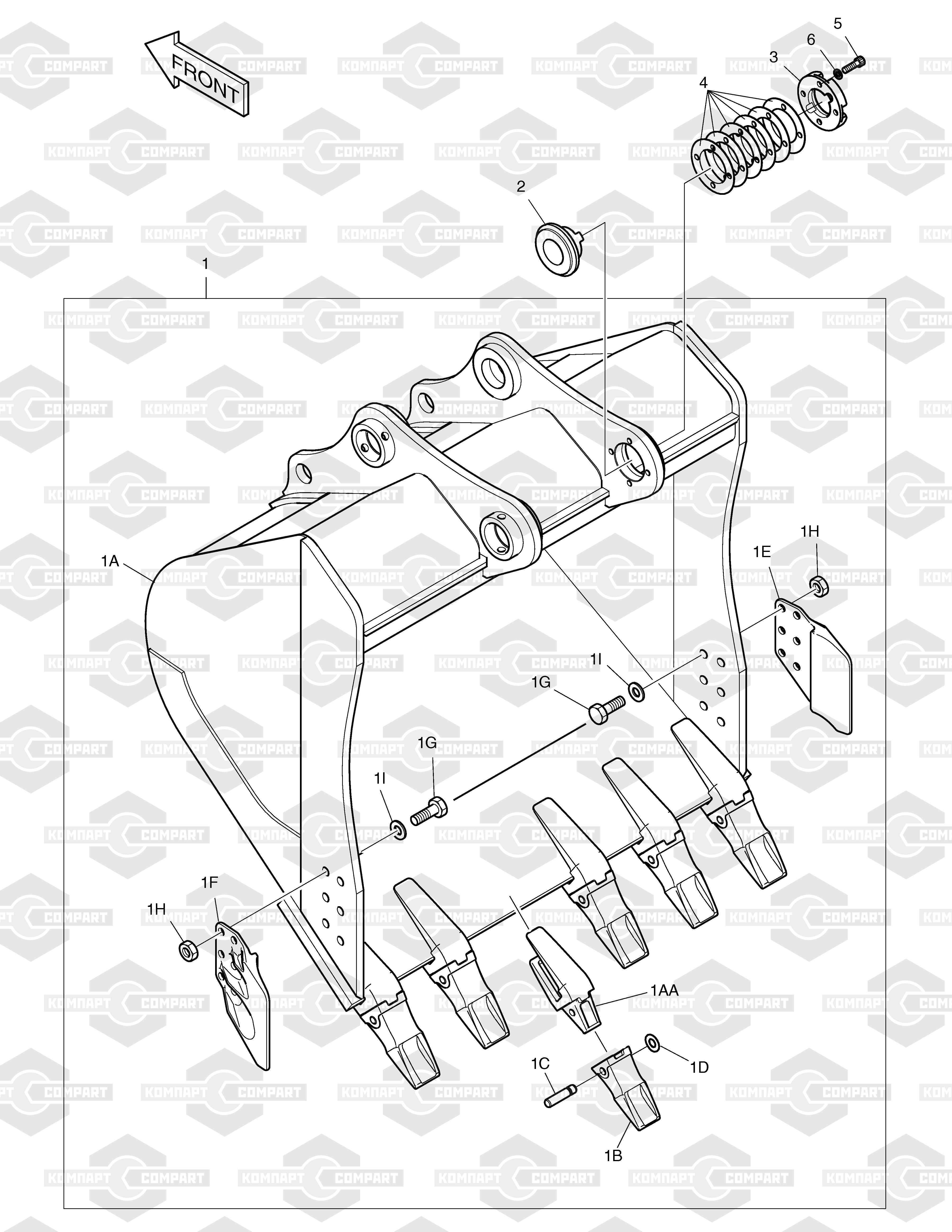 BUCKET ASS'Y - 1.5㎥ ЭКСКАВАТОРА ГУСЕНИЧНОГО МОДЕЛИ DX DOOSAN DX300LC ...