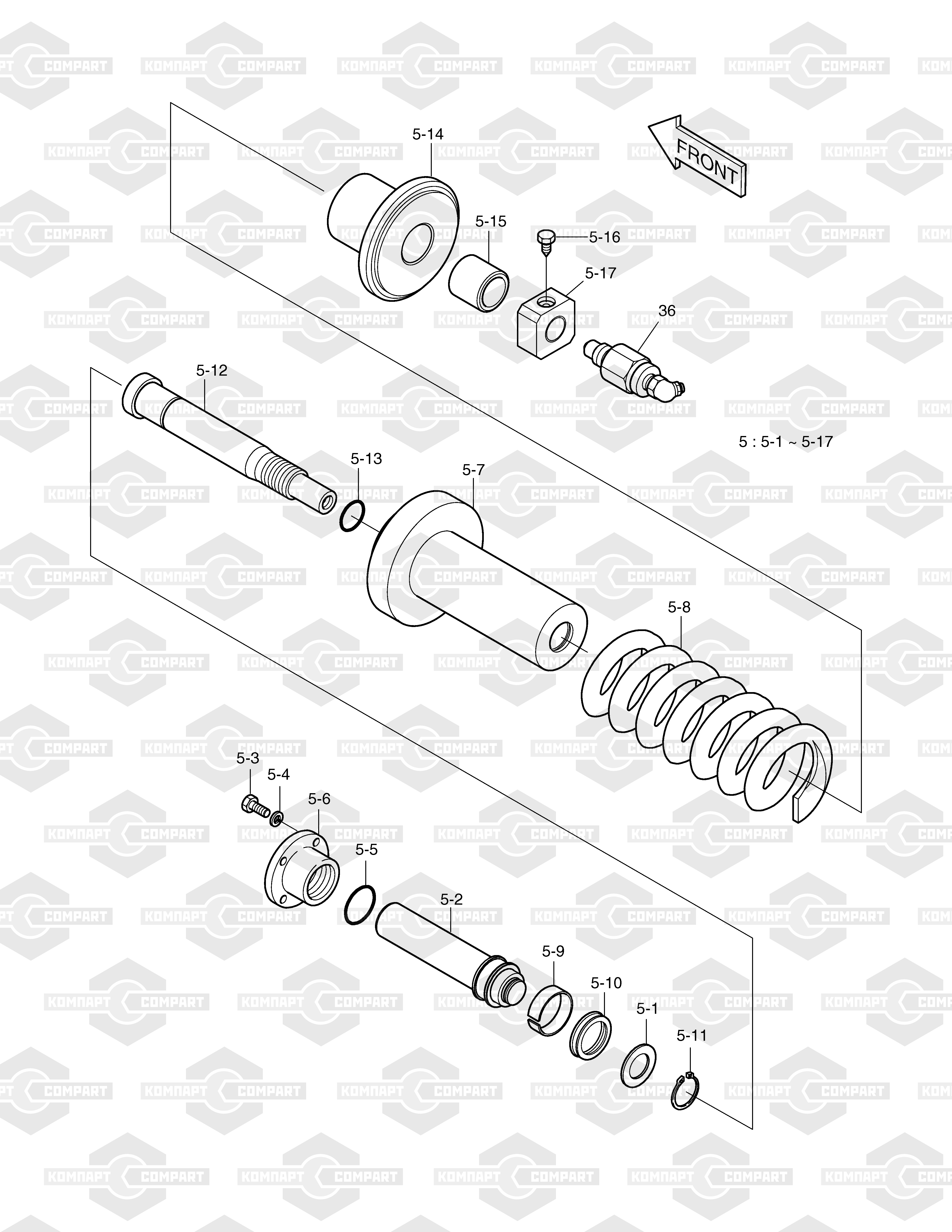 TRACK SPRING [50191 ~ ] ЭКСКАВАТОРА ГУСЕНИЧНОГО МОДЕЛИ V DOOSAN SOLAR ...