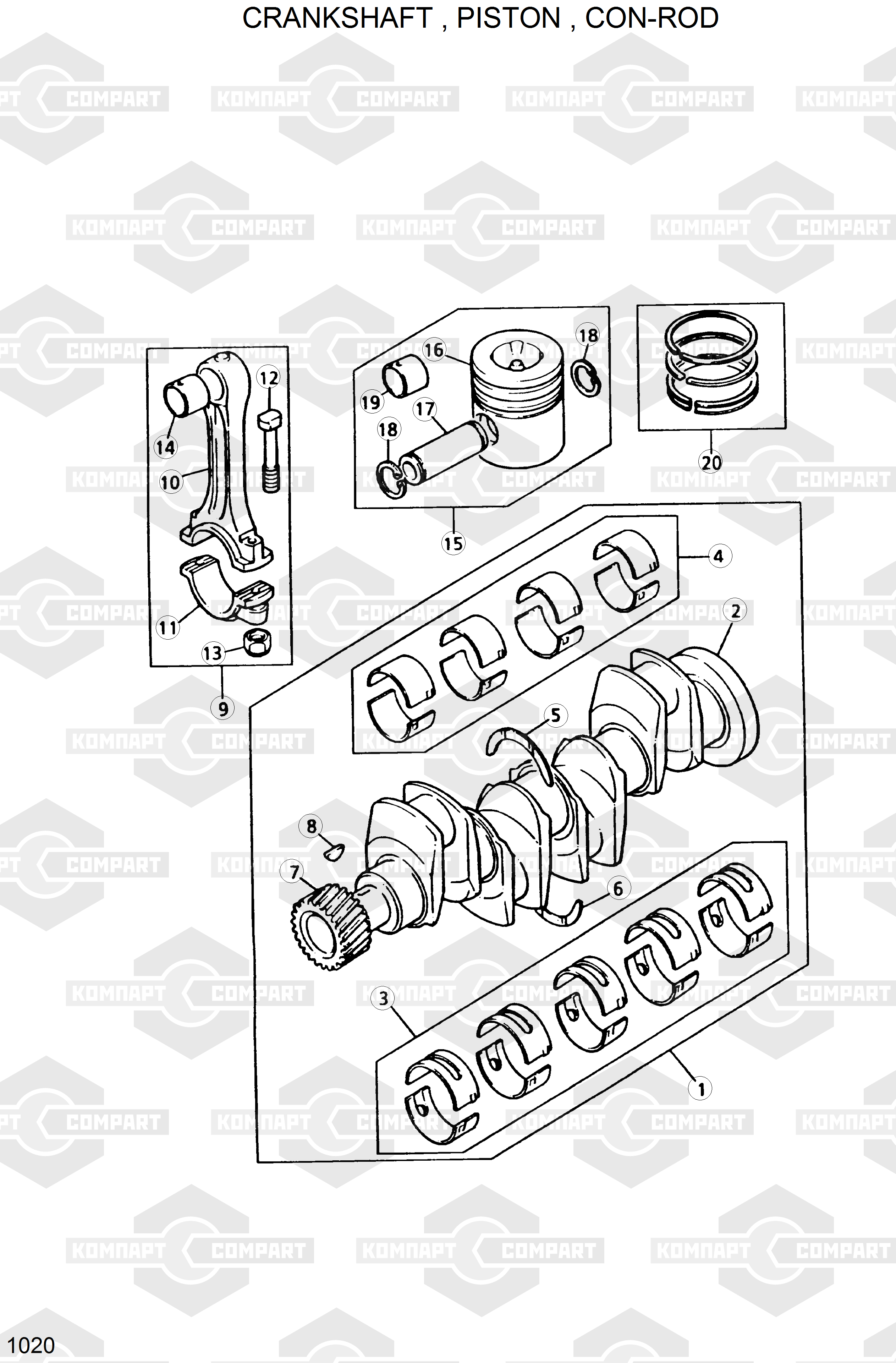 CRANKSHAFT,PISTON,CON-ROD ПОГРУЗЧИКА HYUNDAI DX20/25/30 - купить в Com ...