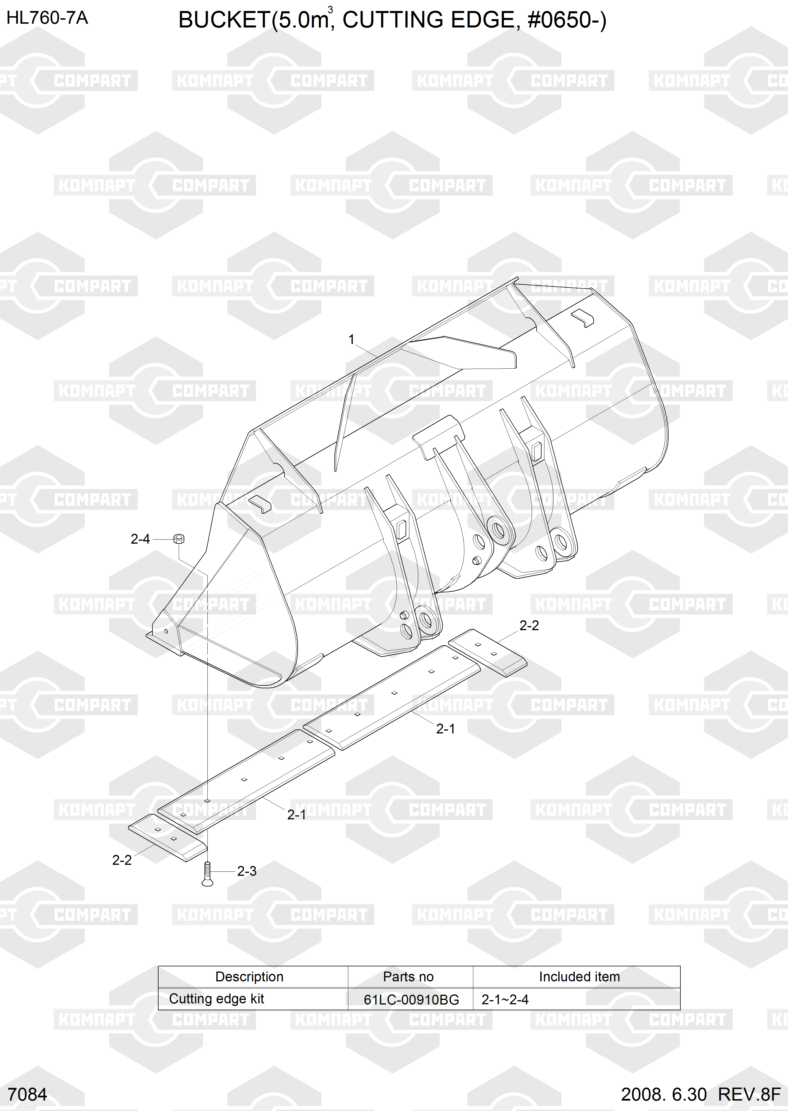 BUCKET(5.0M3, CUTTING EDGE, #0650-) ФРОНТАЛЬНОГО ПОГРУЗЧИКА HYUNDAI HL760-7A - купить в Com-part.ru