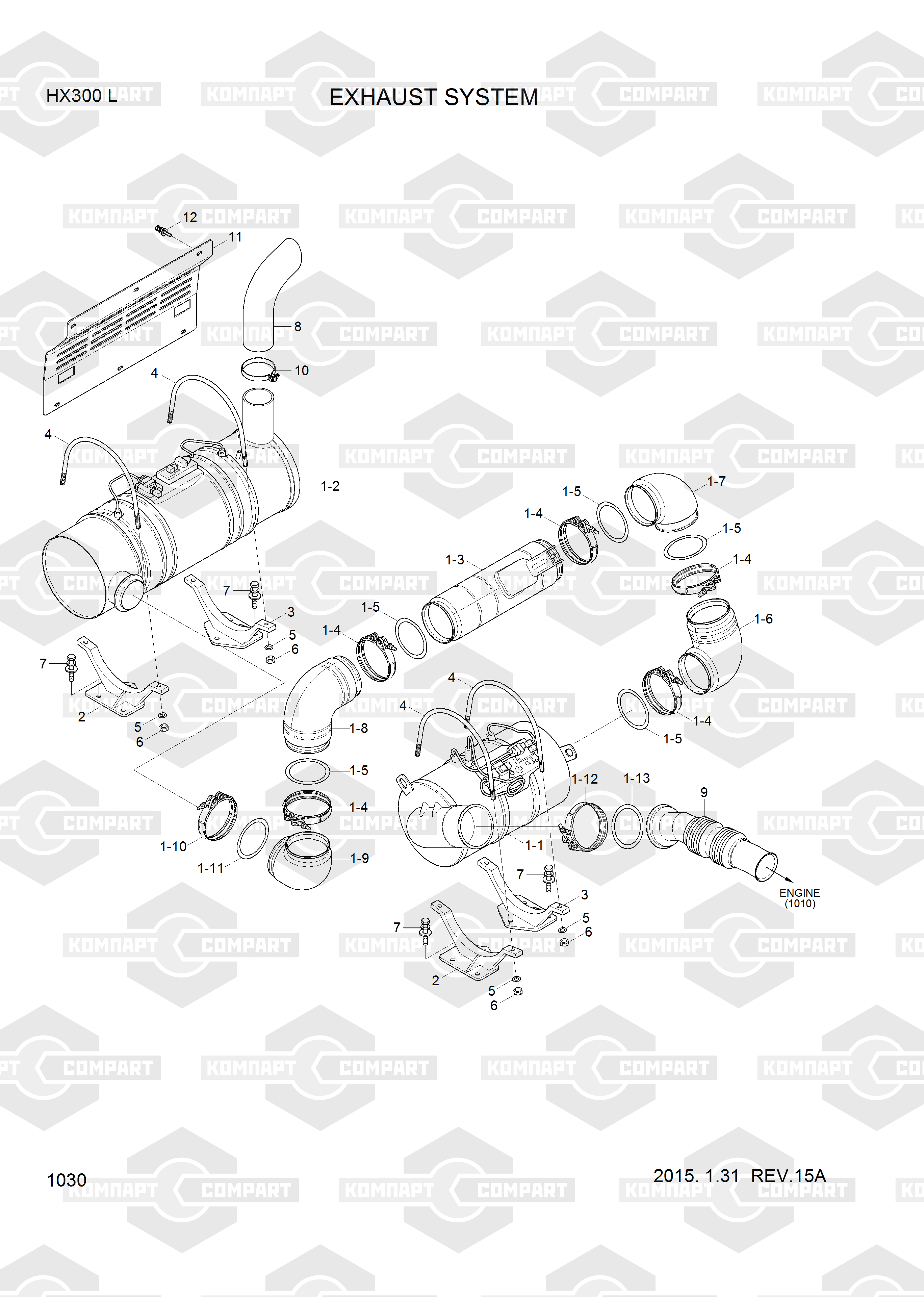 EXHAUST SYSTEM ЭКСКАВАТОРА HYUNDAI HX300 L - купить в Com-part.ru