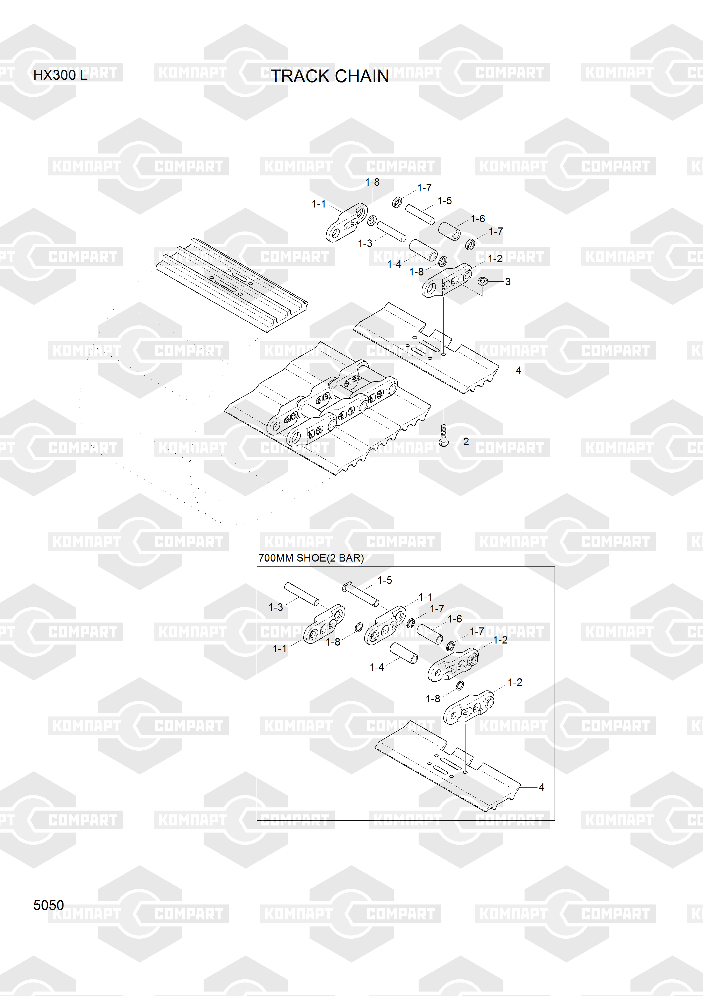 TRACK CHAIN ЭКСКАВАТОРА HYUNDAI HX300 L - купить в Com-part.ru