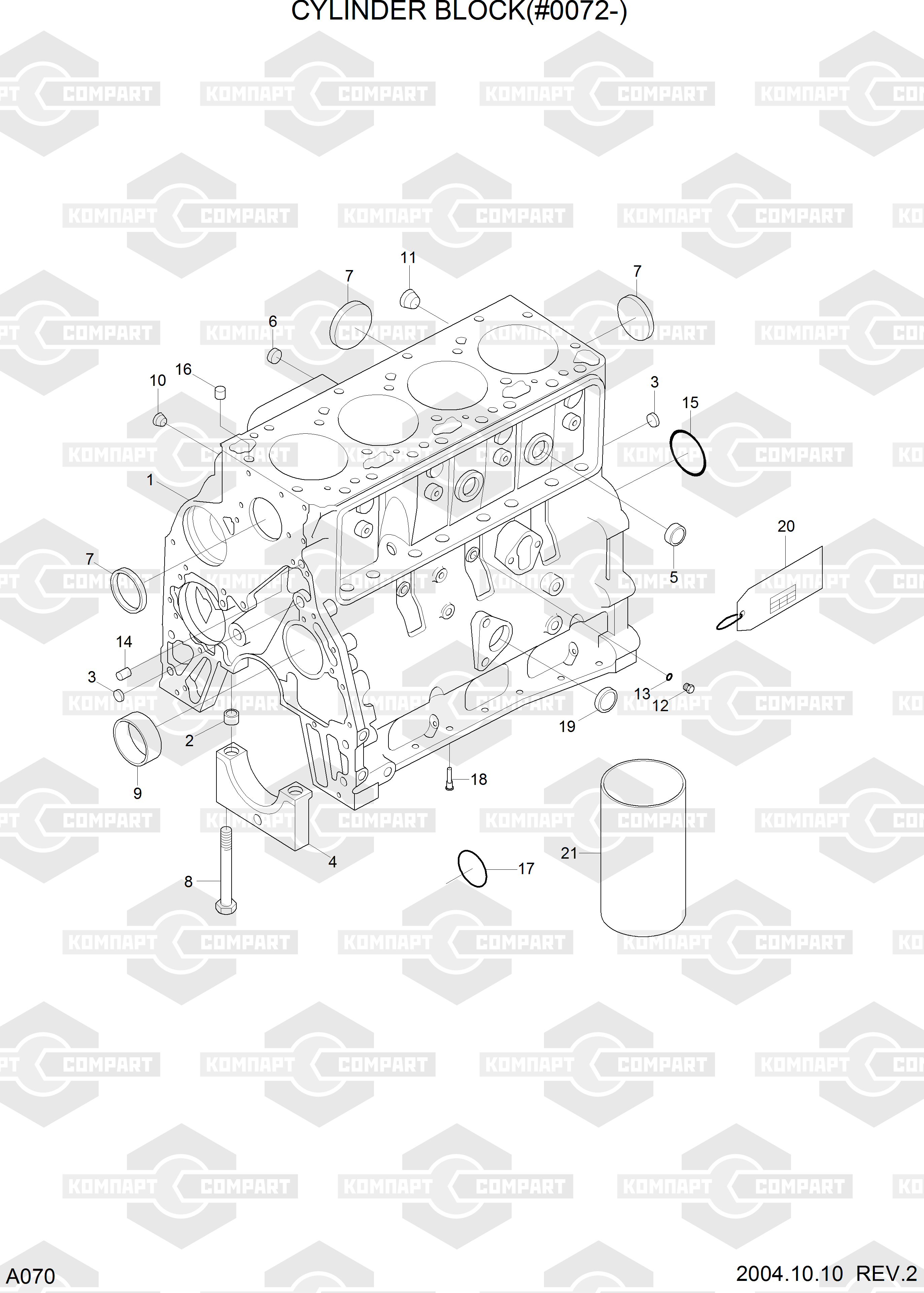 CYLINDER BLOCK(#0072-) ЭКСКАВАТОРА HYUNDAI R140W-7 - купить в Com-part.ru