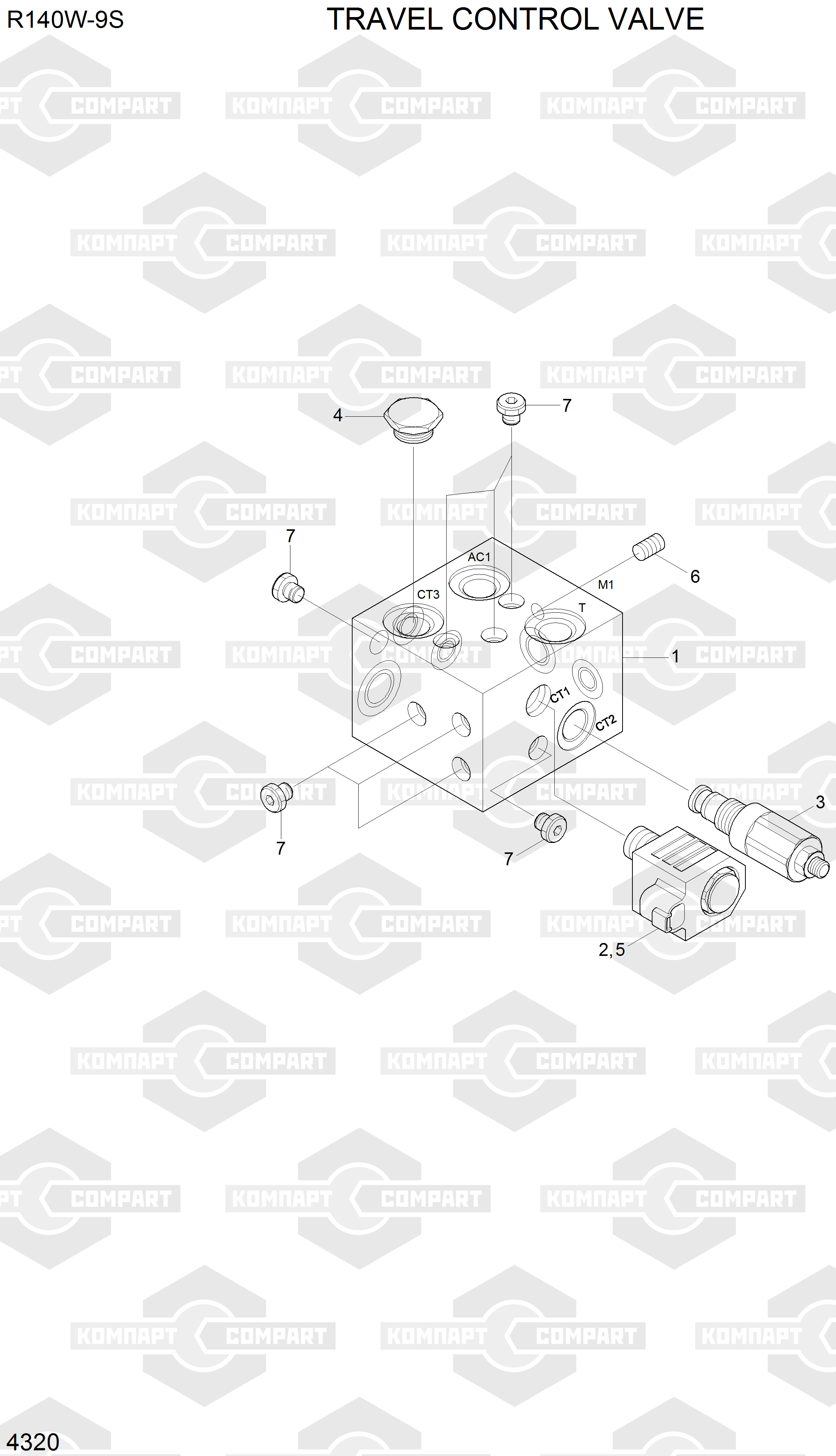 TRAVEL CONTROL VALVE ЭКСКАВАТОРА HYUNDAI R140W-9S - купить в Com-part.ru