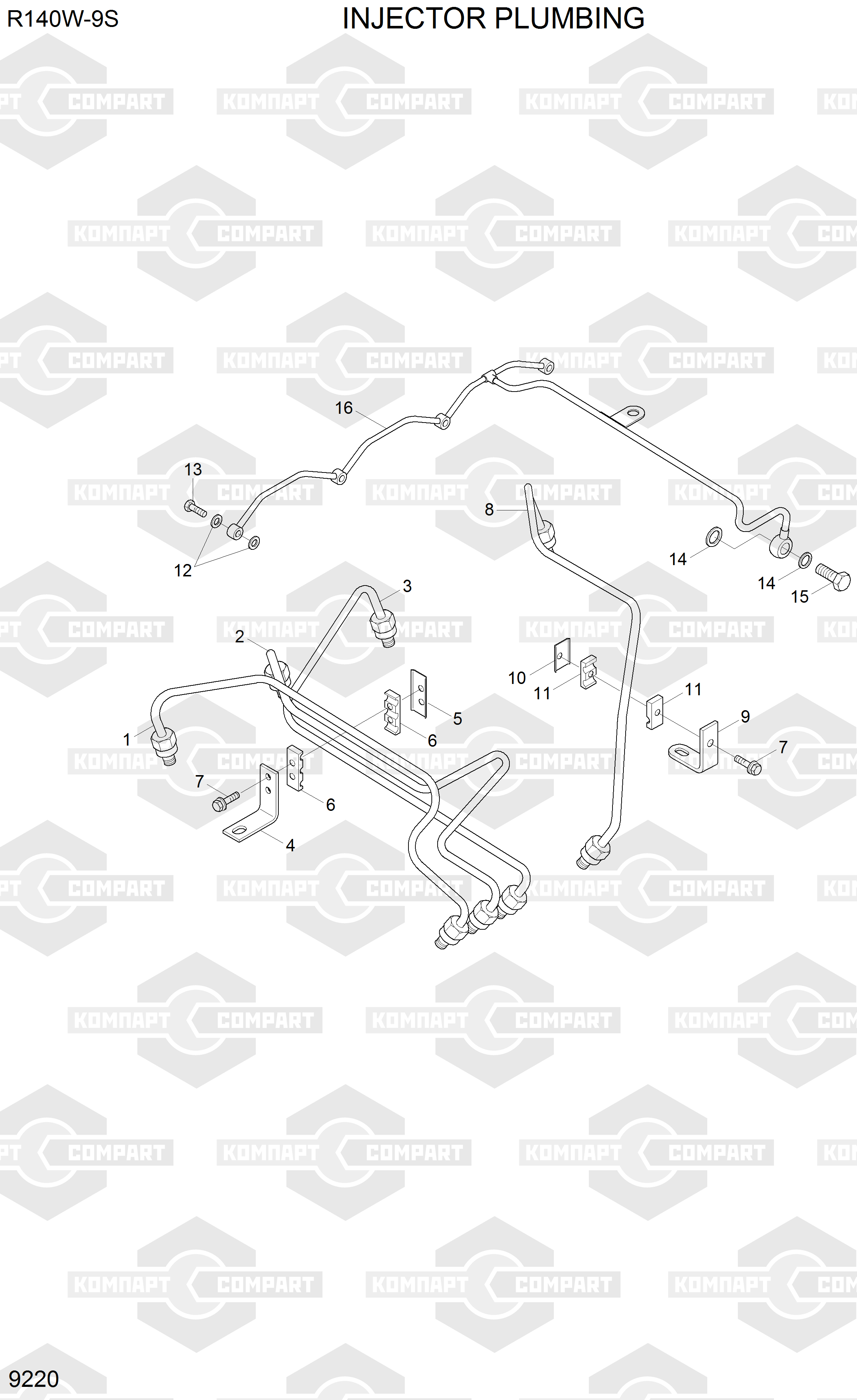 INJECTOR PLUMBLING ЭКСКАВАТОРА HYUNDAI R140W-9S - купить в Com-part.ru