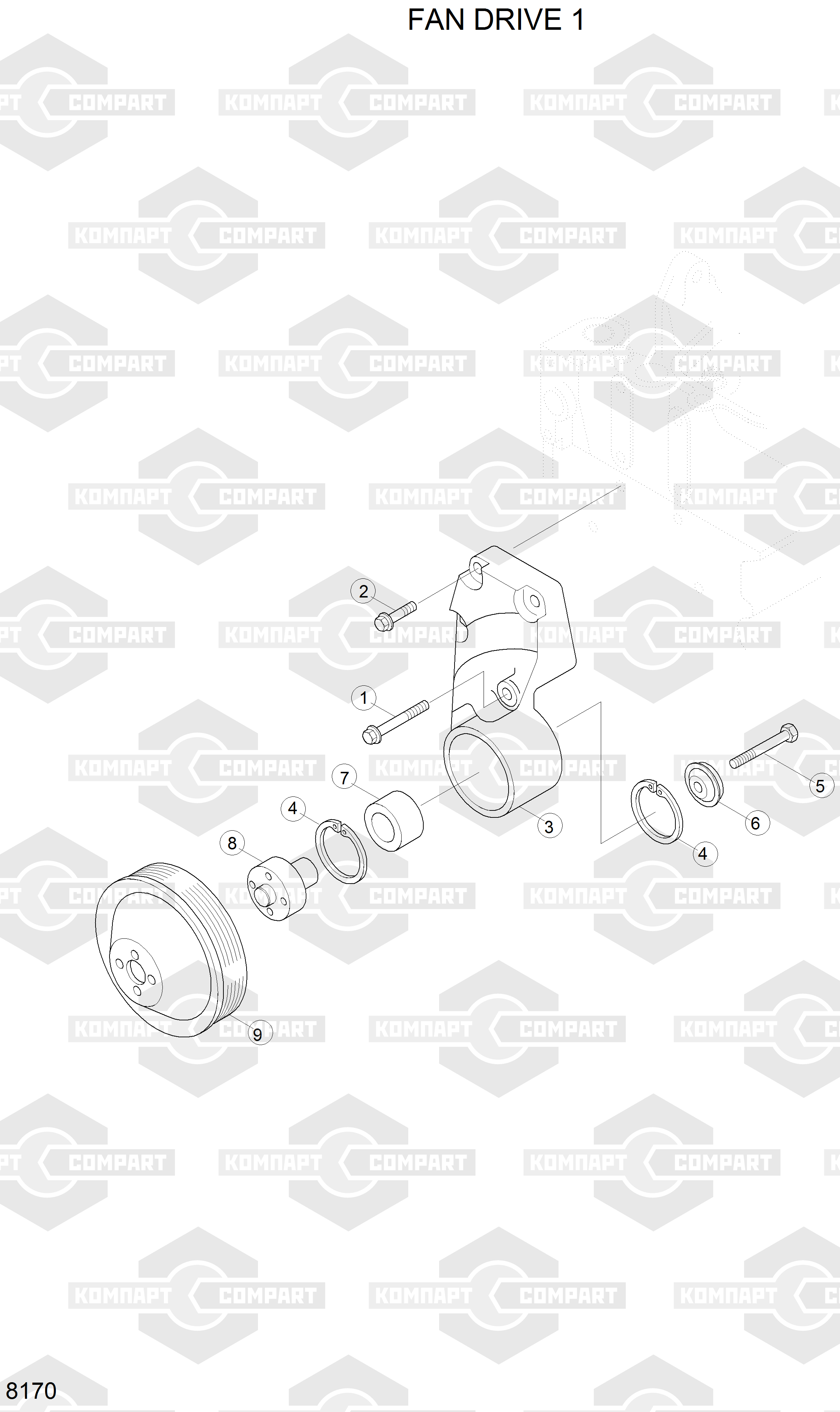 FAN DRIVE 1 ЭКСКАВАТОРА HYUNDAI R180LC-3 - купить в Com-part.ru