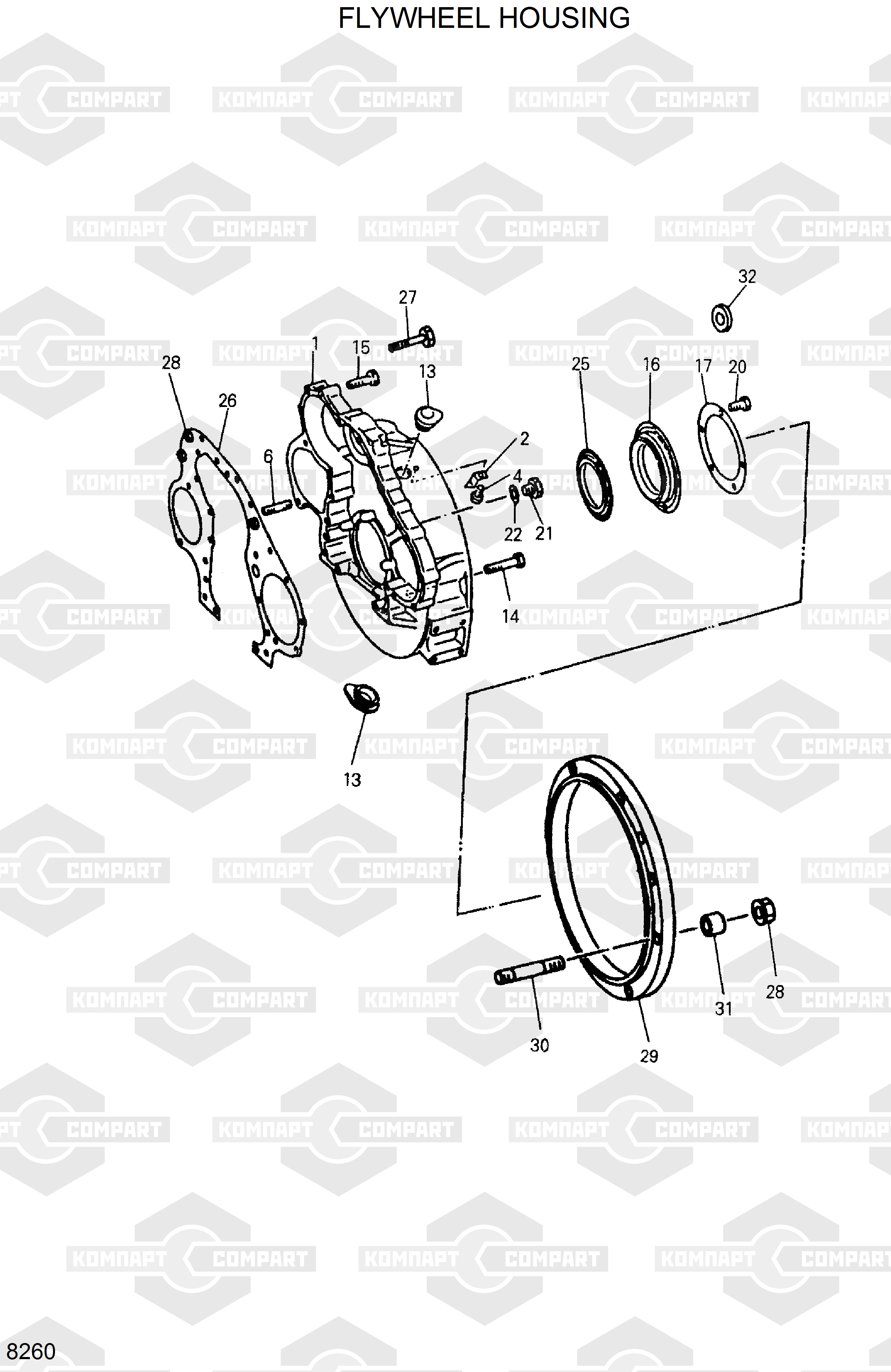 FLYWHEEL HOUSING ЭКСКАВАТОРА HYUNDAI R210LC-3H - купить в Com-part.ru