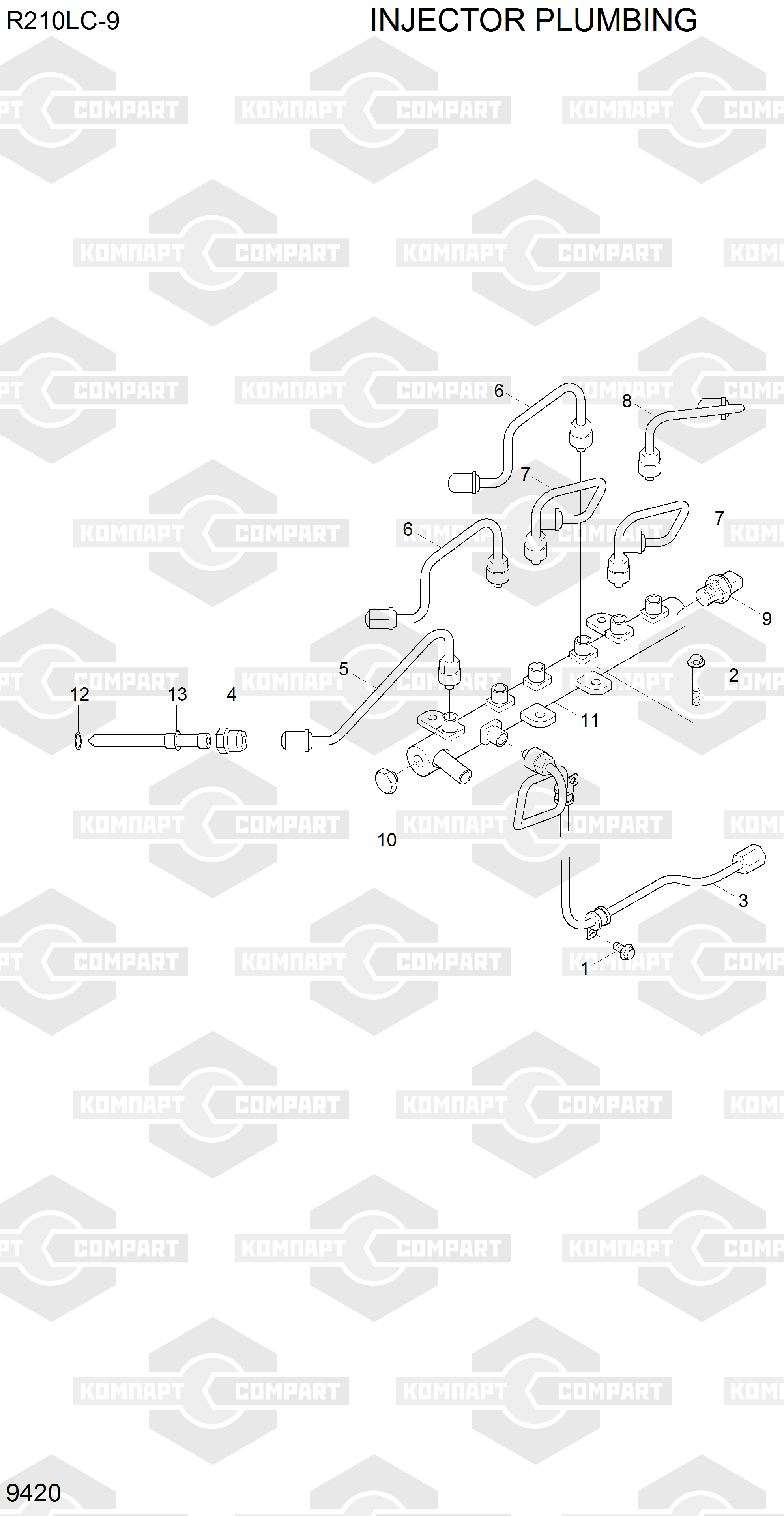 INJECTOR PLUMBING ЭКСКАВАТОРА HYUNDAI R210LC-9 - купить в Com-part.ru