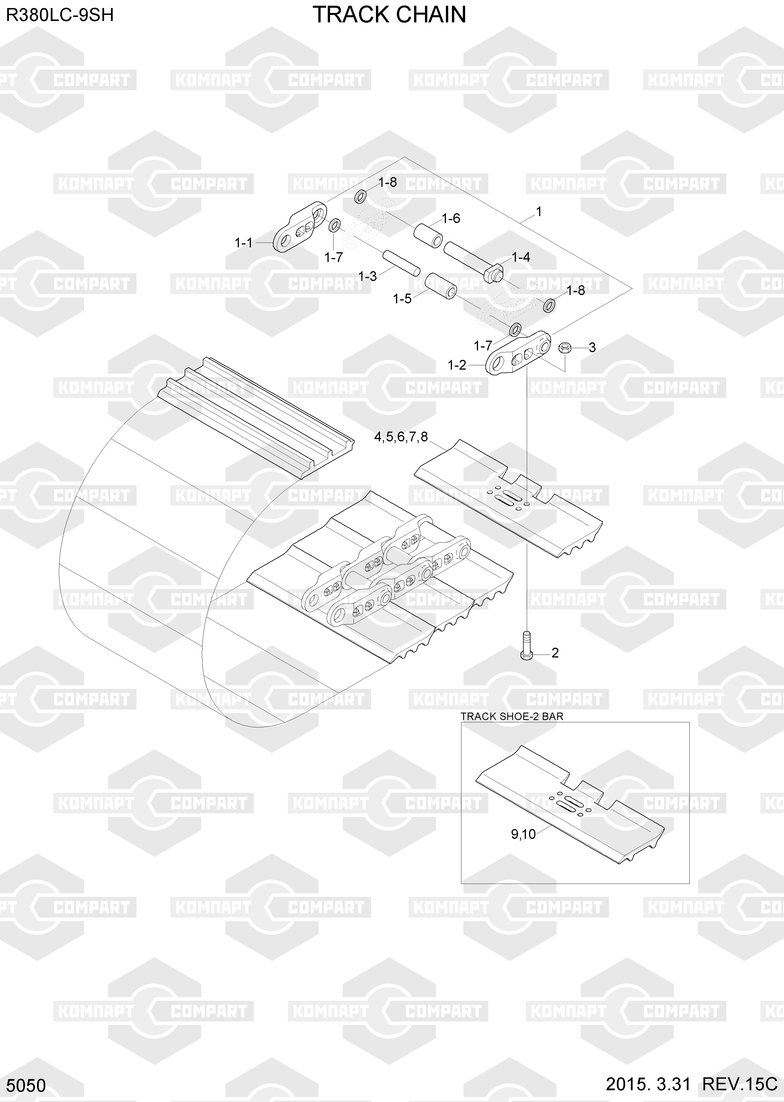 TRACK CHAIN ЭКСКАВАТОРА HYUNDAI R380LC-9SH - купить в Com-part.ru