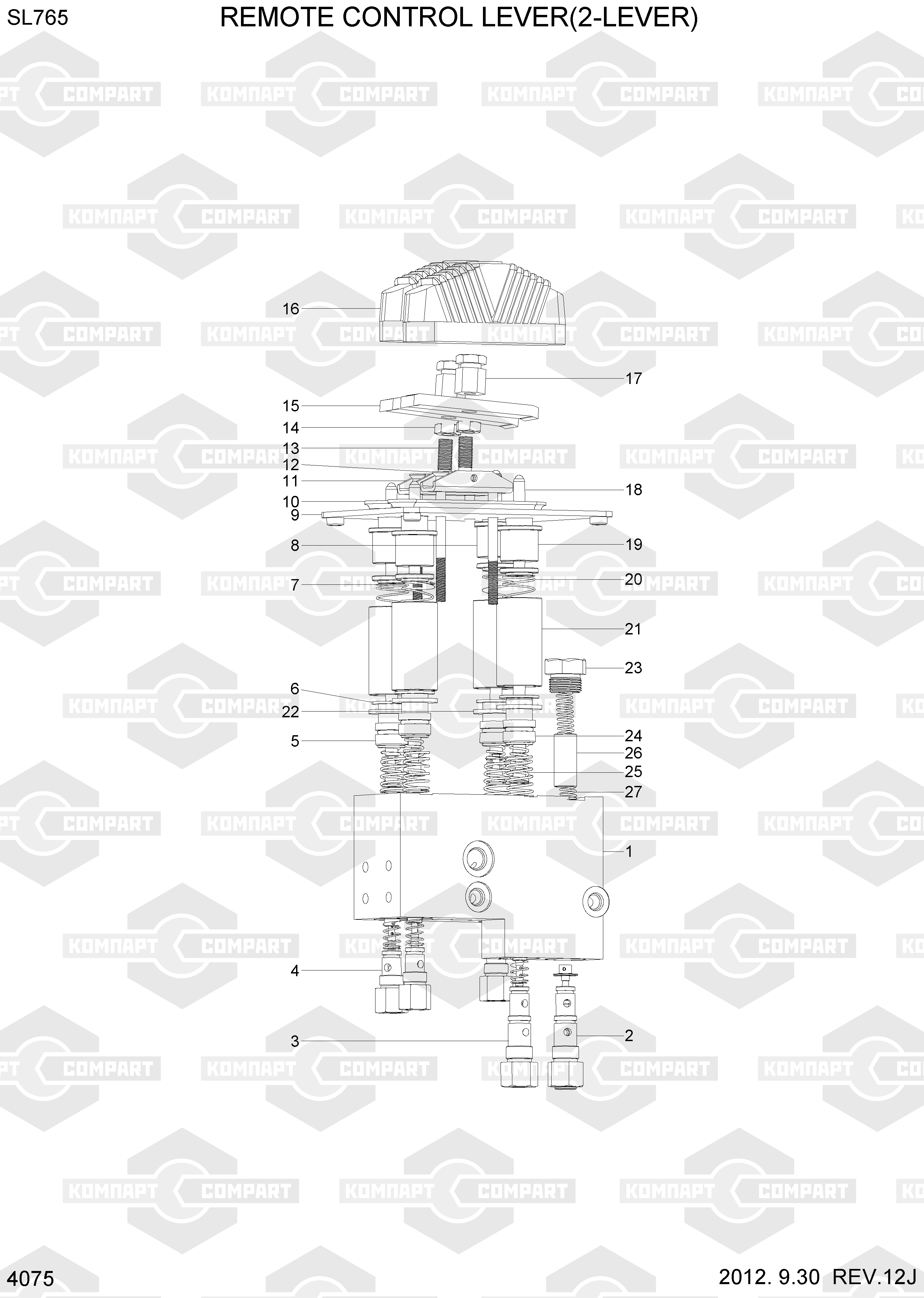 REMOTE CONTROL LEVER(2-LEVER) ФРОНТАЛЬНОГО ПОГРУЗЧИКА HYUNDAI SL765 ...