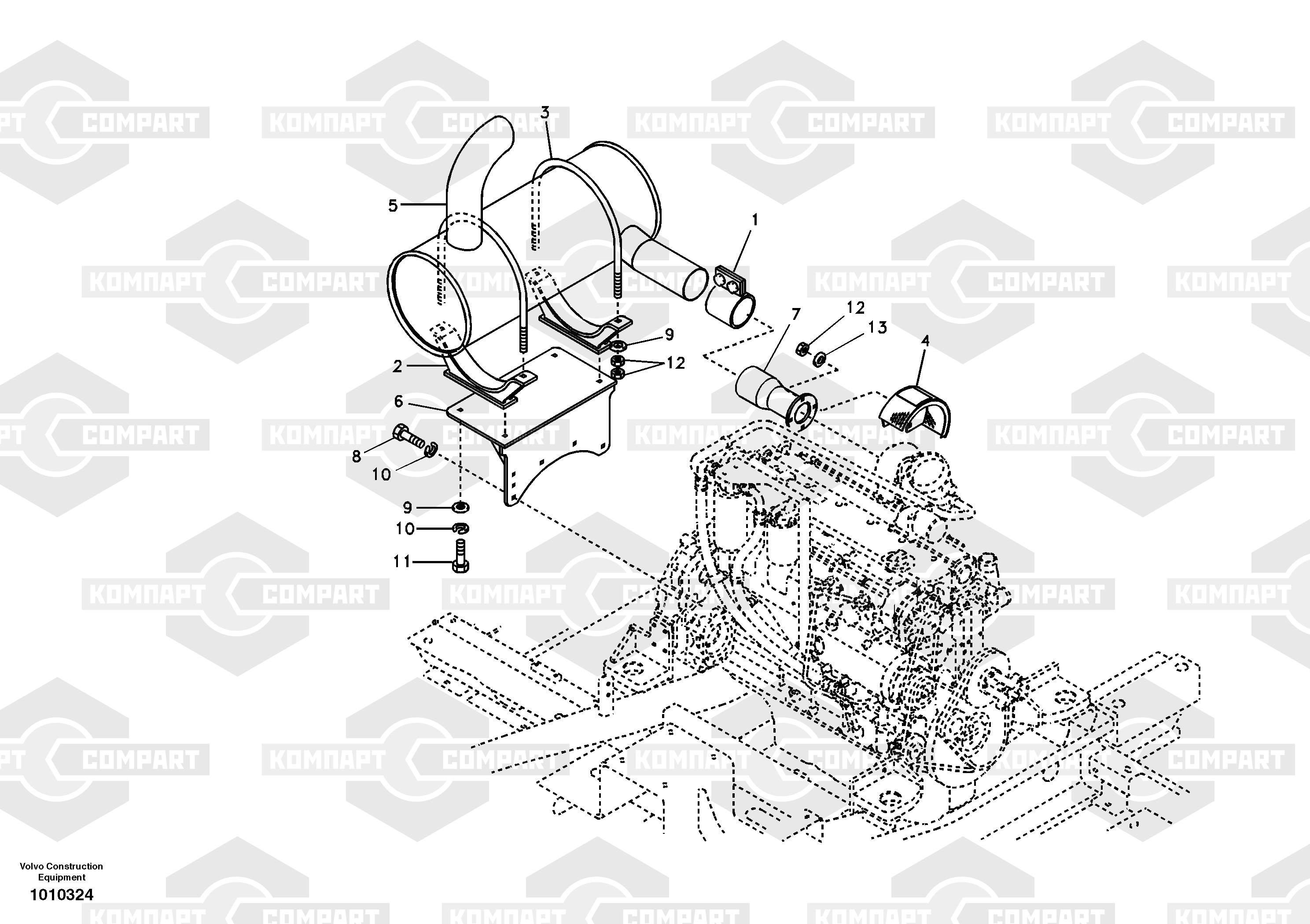 Выхлопная система ЭКСКАВАТОРА VOLVO EC290B - купить в Com-part.ru