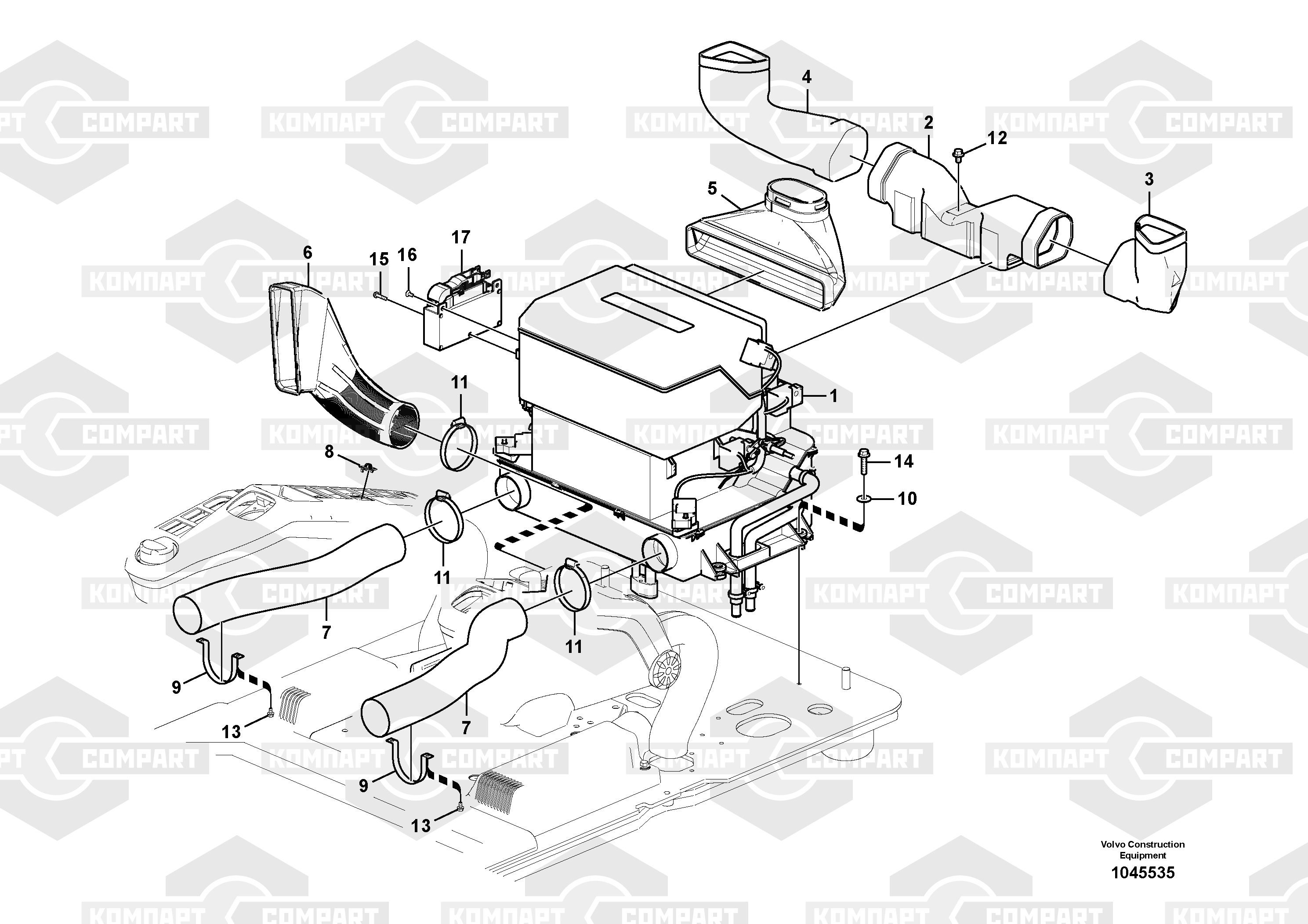 Воздуховод в кабине и полу кабины ЭКСКАВАТОРА VOLVO EC360C - купить в ...