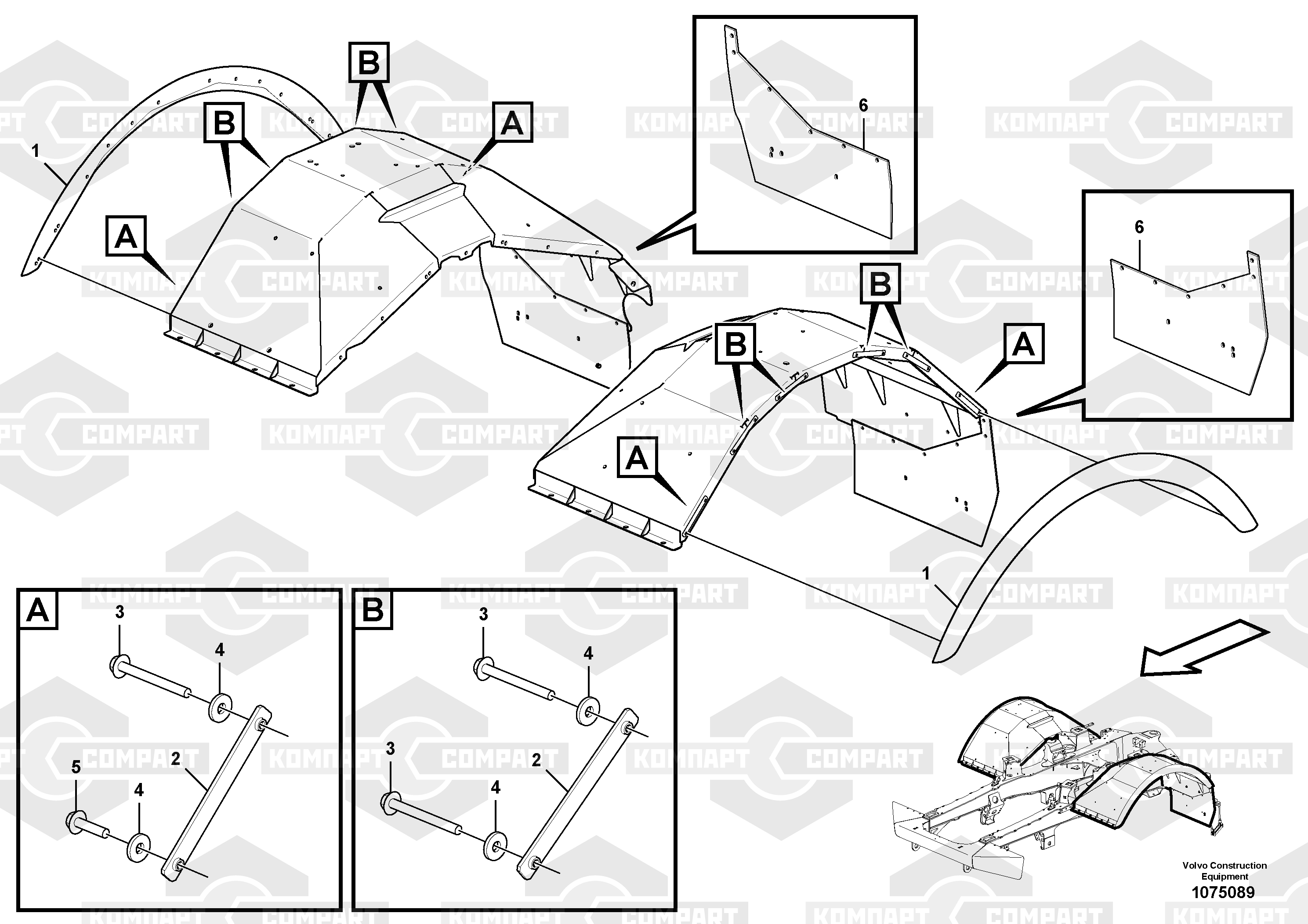 Переднее крыло СОЧЛЕНЁННЫХ САМОСВАЛОВ VOLVO A25F - купить в Com-part.ru