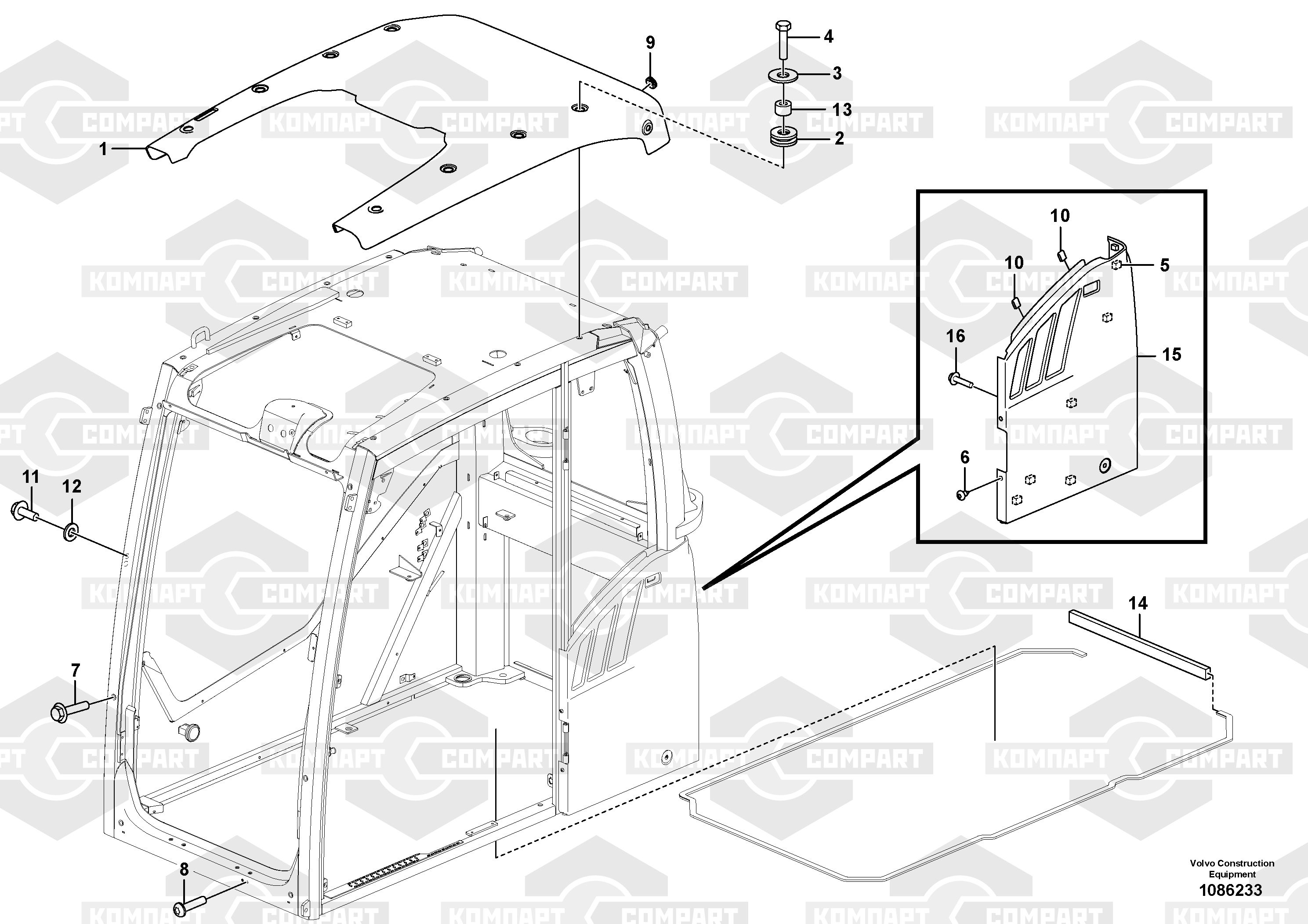 Cab body ТРУБОУКЛАДЧИКА VOLVO PL4809E S/N 310001- - купить в Com-part.ru