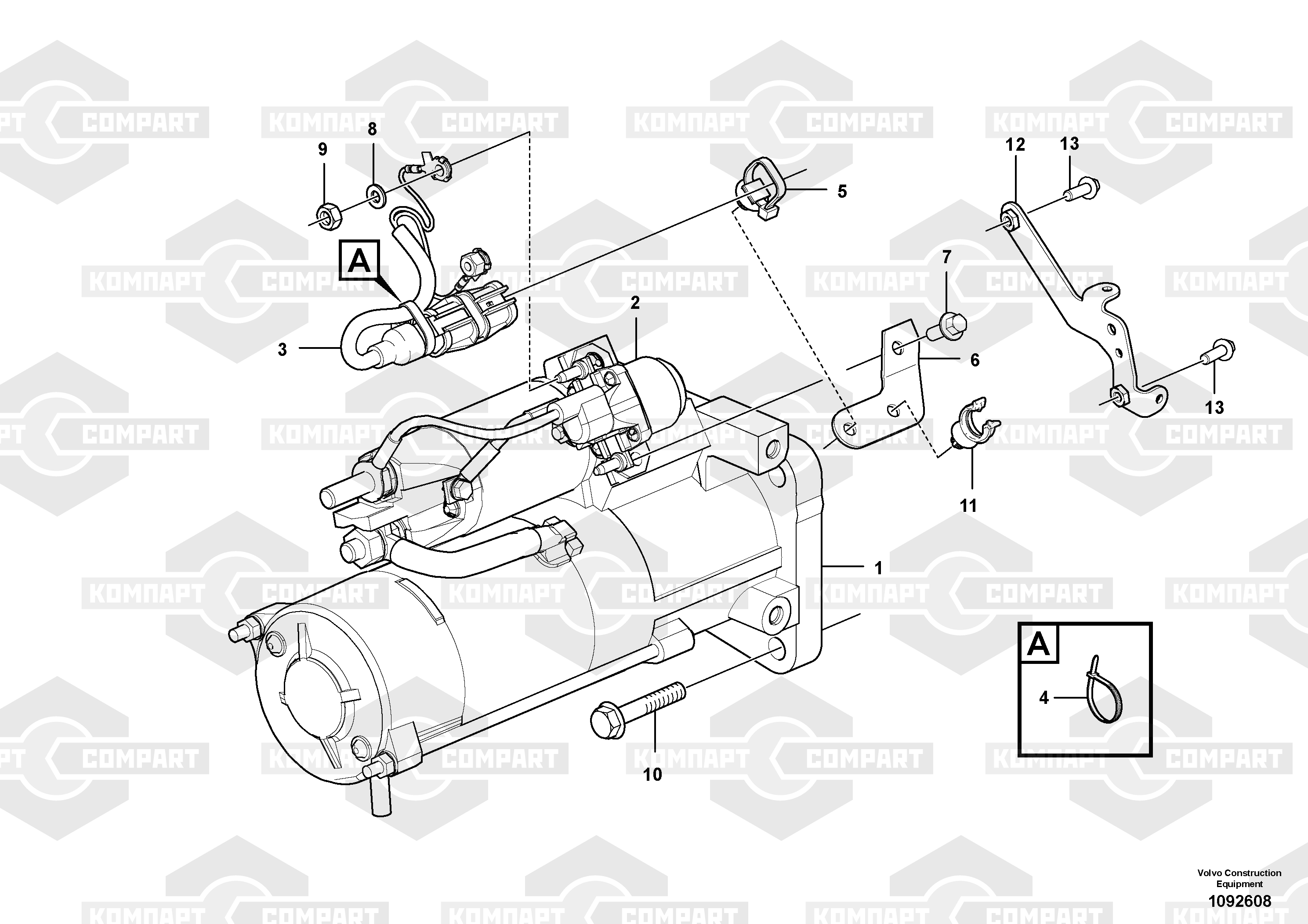 Электромотор стартера с комплектующими деталями ДОРОЖНОГО (АСФАЛЬТОВОГО ...
