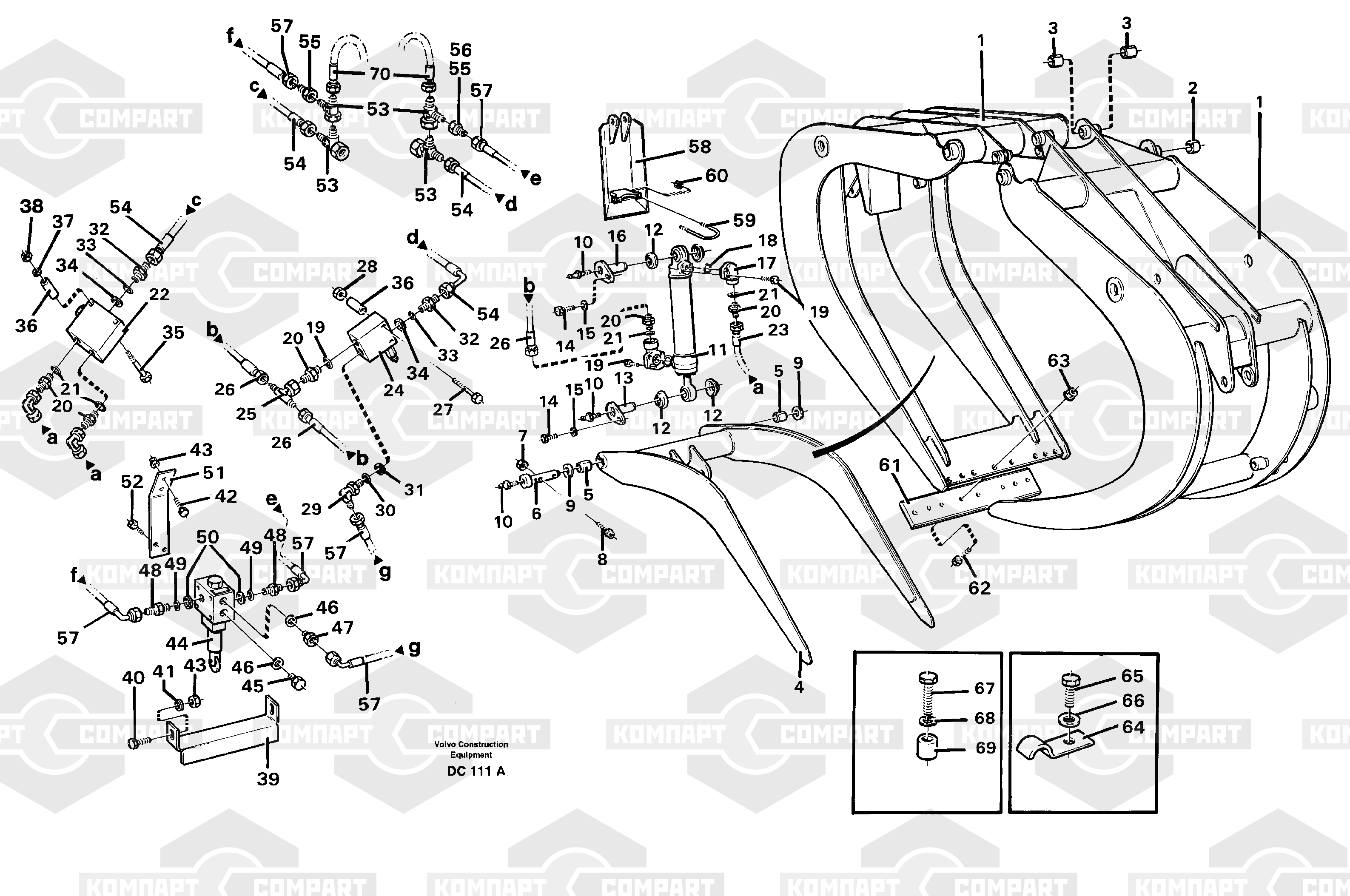 Вилочный захват с прихватом ФРОНТАЛЬНОГО ПОГРУЗЧИКА VOLVO ATTACHMENTS ...