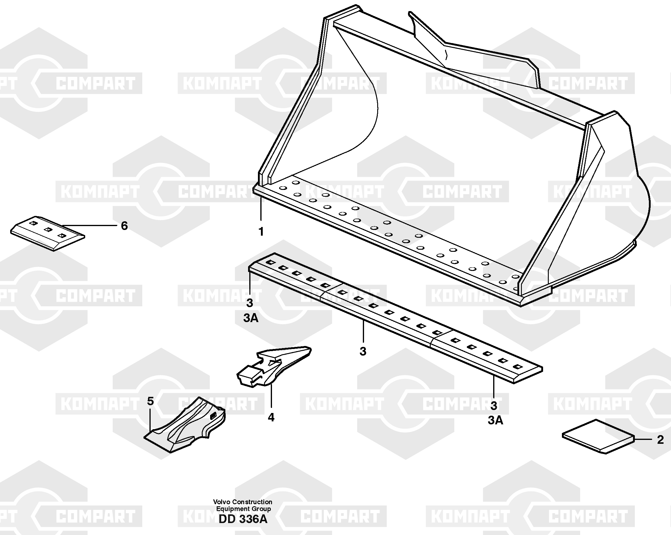 Bucket, straight lip, alt. edge savers or teeth ФРОНТАЛЬНОГО ПОГРУЗЧИКА ...